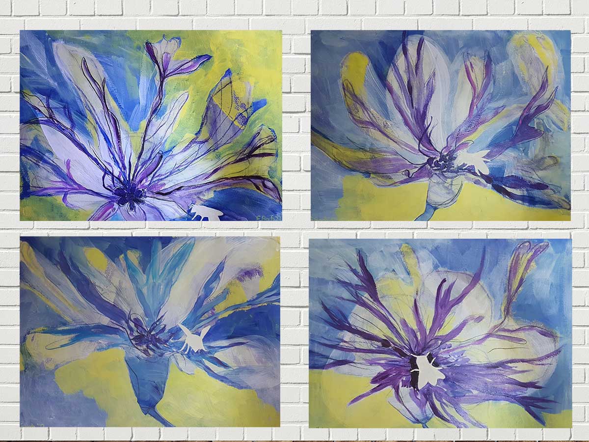 Kunst kaufen | Esther Bach | Kornblume mit Biene I Art-Shop24